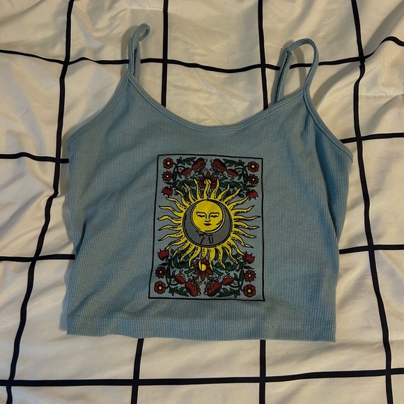 SHEIN | Tops | Light Blue Graphic Tank | Poshmark